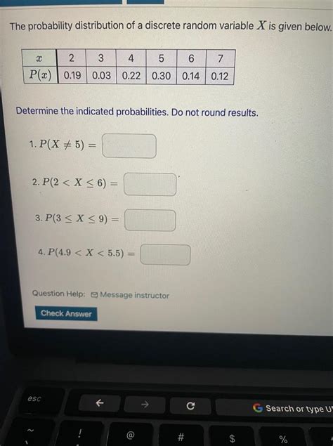 Solved The Probability Distribution Of A Discrete Random Chegg