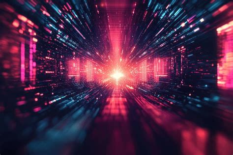 Vibrant Digital Data Stream With Glowing Red And Blue Light Trails