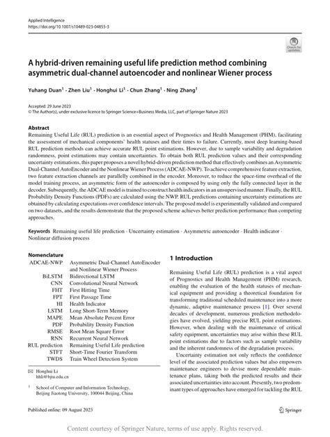 a hybrid driven remaining useful life prediction method combining