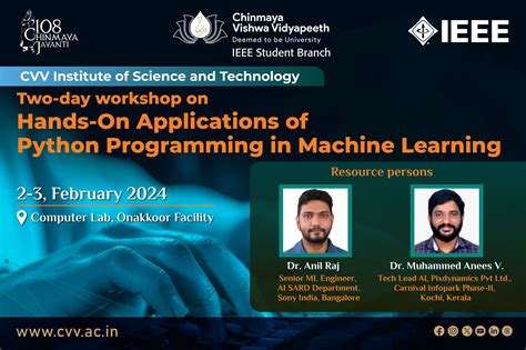 Two Day Workshop On Hands On Applications Of Python Programming In Machine Learning Events