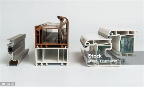 Pvc 창의 단면입니다 Pvc 창 프로파일 컷 창에 대한 Pvc 프로파일의 디자인 배경에 기술 도면 0명에 대한 스톡 사진 및 기타 이미지 Istock