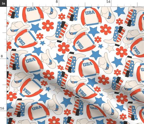 Patriotic Cowgirl Fabric Spoonflower
