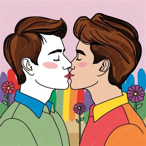 Premium Photo Cartoonish Cute Gay Couple Kissing