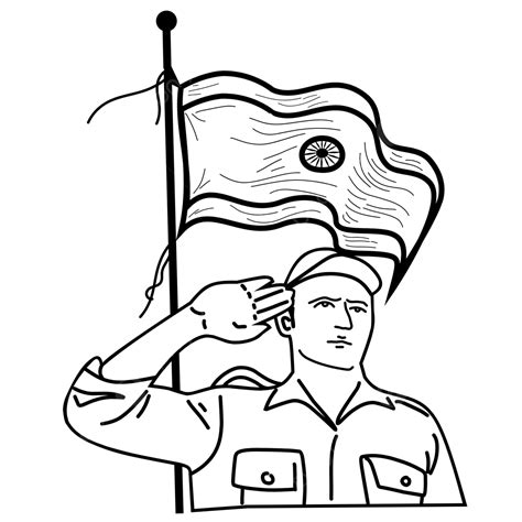 Indian Army Salute With Flag Indian Drawing Army Drawing Flag