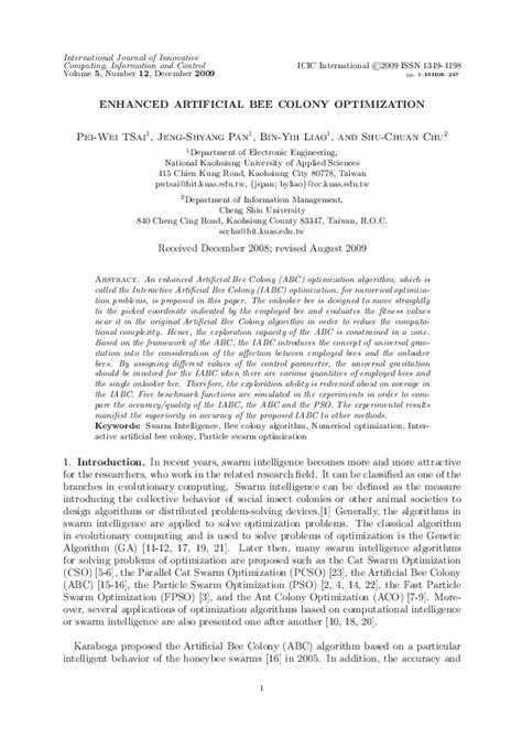 Pdf Enhanced Artificial Bee Colony Optimization