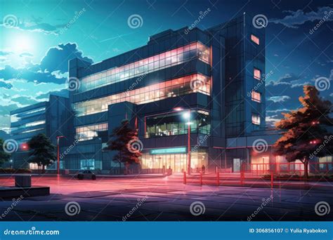 Immersive Office Building Exterior Anime Visual Novel Game Generate Ai