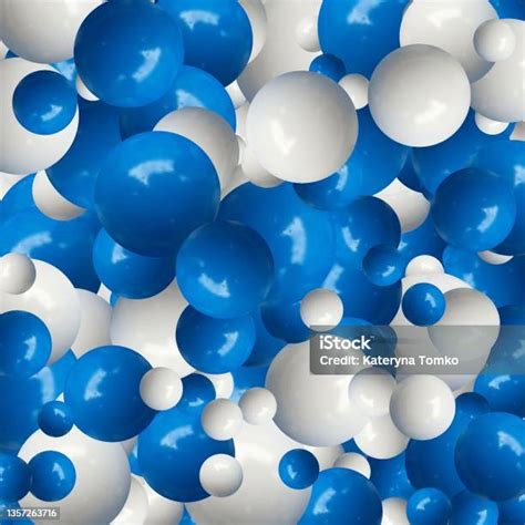 화려한 공 배경 그라데이션 메시로 만든 벡터 배경입니다 배너 포스터 전단지 카드 엽서 커버 브로셔에 대한 배경 디자인 흰색과 파란색 공 Eps 10 3차원 형태에 대한 스톡