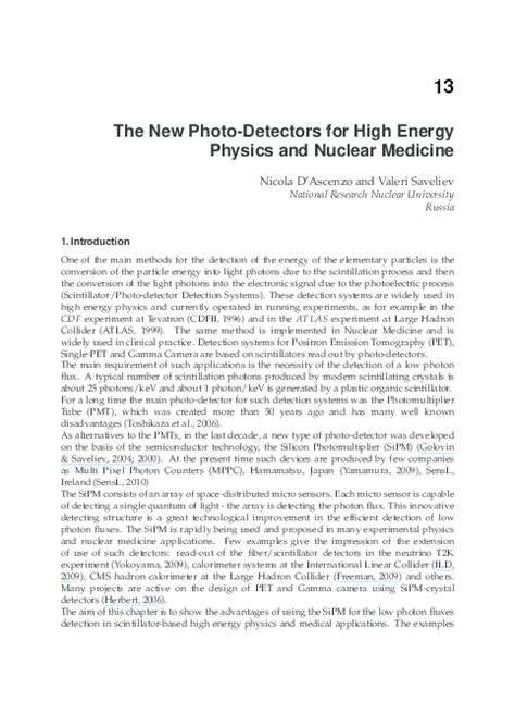 Pdf The New Photo Detectors For High Energy Physics And Nuclear Medicine