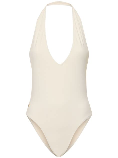Éterne Amelia Halter One Piece Swimsuit In 象牙色 Modesens