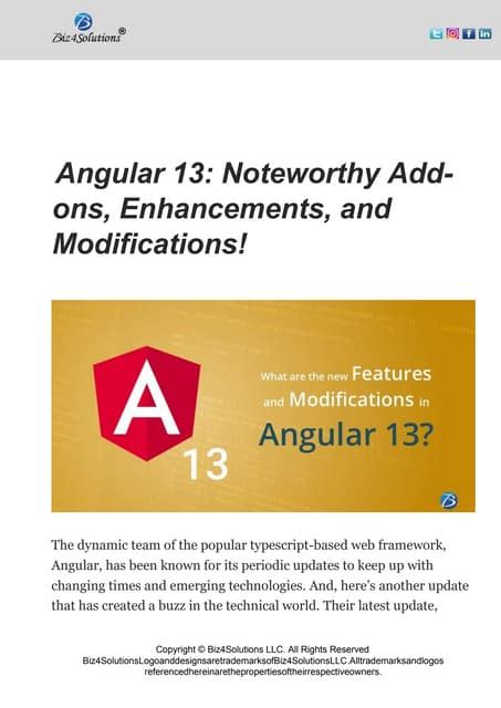 Angular 13 Noteworthy Add Ons Enhancements And Modifications Pdf