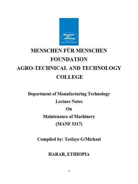 Manf 5317 Maintenance Of Machinery Lecture Notes Pdf Reliability