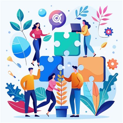 Teamwork Building Blocks Collaboration Puzzle Success Growth Premium Ai Generated Vector