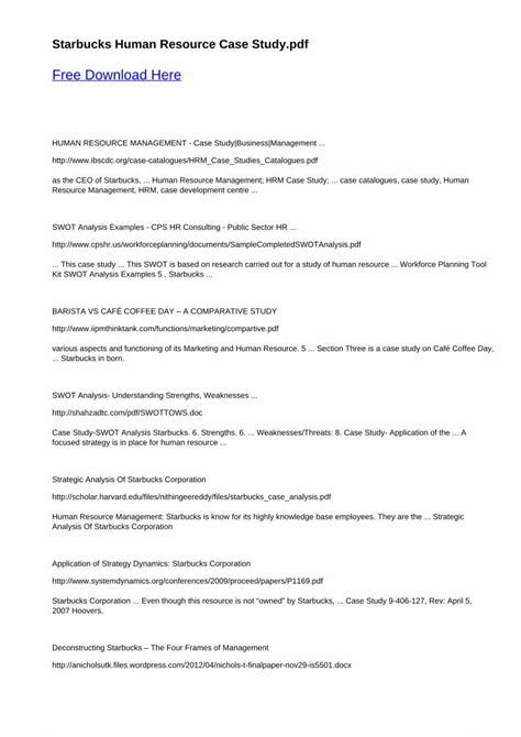 Pdf Starbucks Human Resource Case Study · Pdf Filestarbucks Human