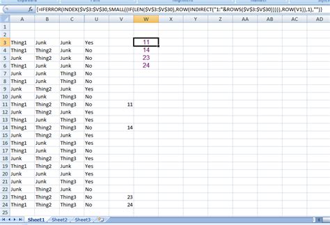 worksheet function excel formula to show multiple cell address or row