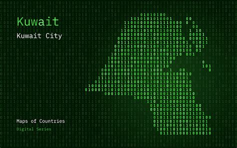 Kuwait Map Shown In Binary Code Pattern Tsmc Matrix Numbers Zero One