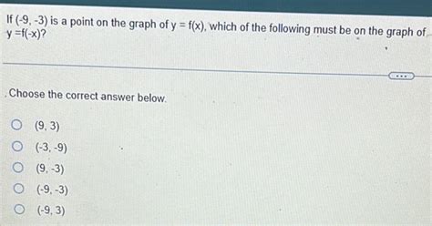 If 9 3 Is A Point On The Graph Of Yfx Which Of The Following