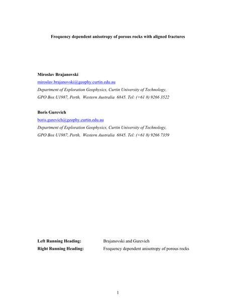 Pdf Frequency Dependent Anisotropy Of Porous Rocks With Aligned Fractures