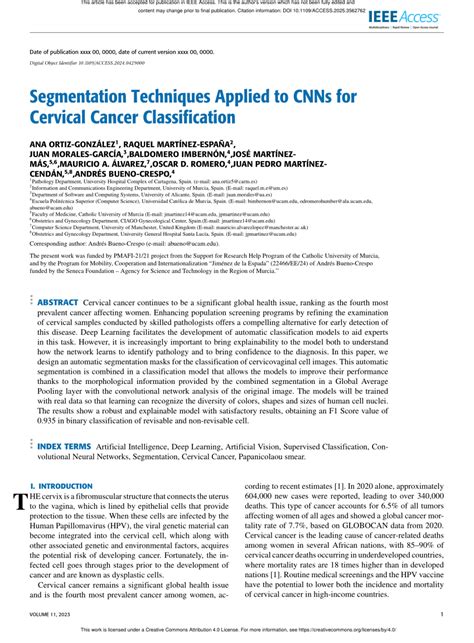 pdf segmentation techniques applied to cnns for cervical cancer