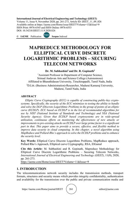 Mapreduce Methodology For Elliptical Curve Discrete Logarithmic Problems Securing Telecom