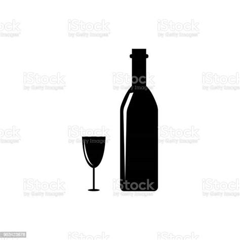 와인 유리 아이콘이 흰색 배경에 고립 된 와인 병 벡터 일러스트입니다 공란에 대한 스톡 벡터 아트 및 기타 이미지 공란 기념일 깨끗한 Istock