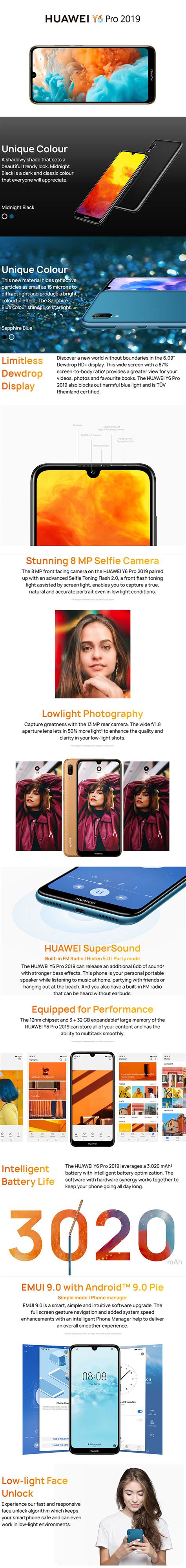 Huawei Y6 Pro 2019 32GB Black Blue VillMan Computers