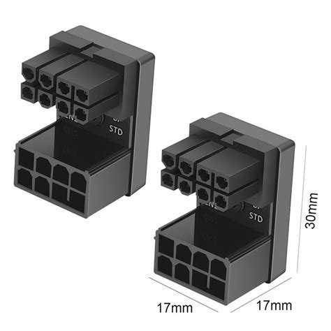 2pcs Durable Elbow Head Gpu Power Interface Angled Turning Connectors For Graphics Cards Atx 6 8