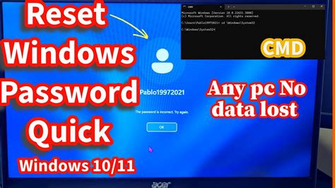 Reset Forgotten Windows Passwordcmd Lockedany Laptop Youtube
