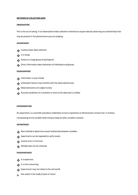 Methods Of Collecting Data Methods Of Collecting Data Observation This Is The Act Of Seeing