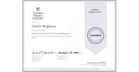 Meghana Challa On Linkedin Completion Certificate For Financial Acumen For Non Financial Managers