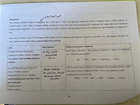 Solved The Common Oxidation States Of Manganese Are −2 D5