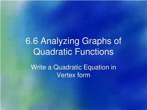 PPT Analyzing Graphs Of Quadratic Functions PowerPoint Presentation ID