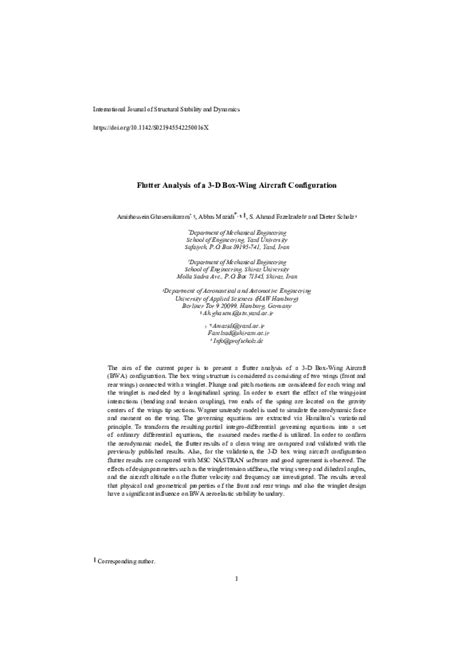 Flutter Analysis Of A 3d Box Wing Aircraft Configuration