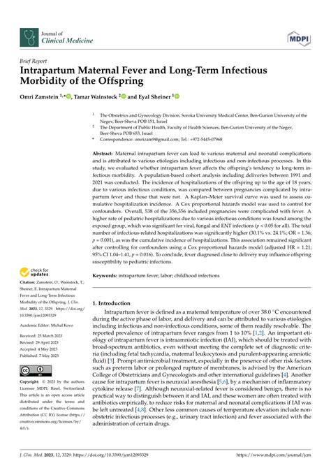 Pdf Intrapartum Maternal Fever And Long Term Infectious Morbidity Of