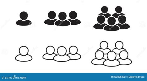 User Icon And People Line Icon Team Icon Group Icon Outline And Solid Vector Illustration