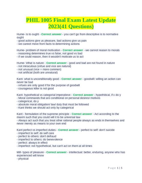 Phil 1005 Final Exam Latest Update 202341 Questions Exams
