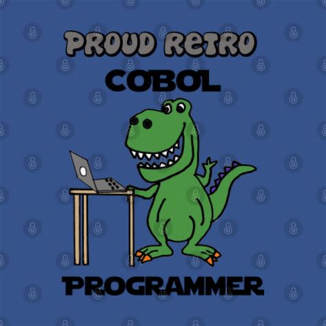 Cute T Rex Dinosaur Cobol Programmer Retro Cartoon Programming T