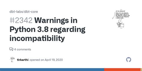 Warnings In Python Regarding Incompatibility Issue Dbt Labs Dbt Core GitHub