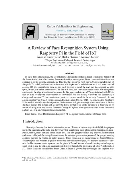 Pdf A Review Of Face Recognition System Using Raspberry Pi In The