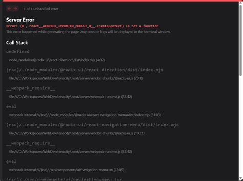 Unable To Use Navigation Menu Component In Shadcn Whats Causing This Error And How Do I Fix It