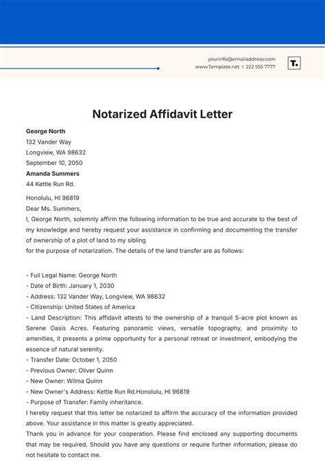 Free Notarized Affidavit Letter Template To Edit Online