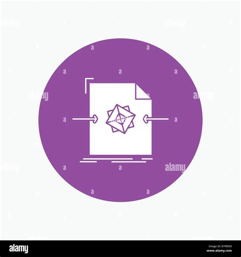 3d Document File Object Processing White Glyph Icon In Circle Vector Button Illustration
