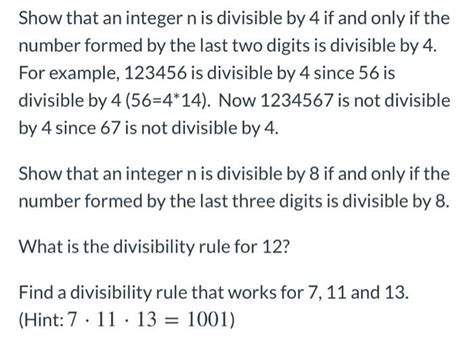 solved show that an integer n is divisible by 4 if and only