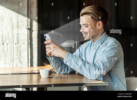 Mobile Biometric Identification And Verification Face Detection Concept Face Id Scaning Or