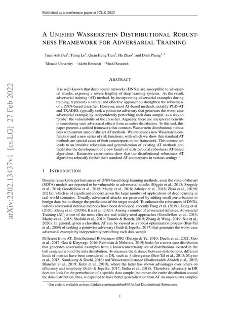 Pdf A Unified Wasserstein Distributional Robustness Framework For Adversarial Training