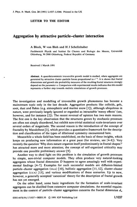 Pdf Aggregation By Attractive Particle Cluster Interaction