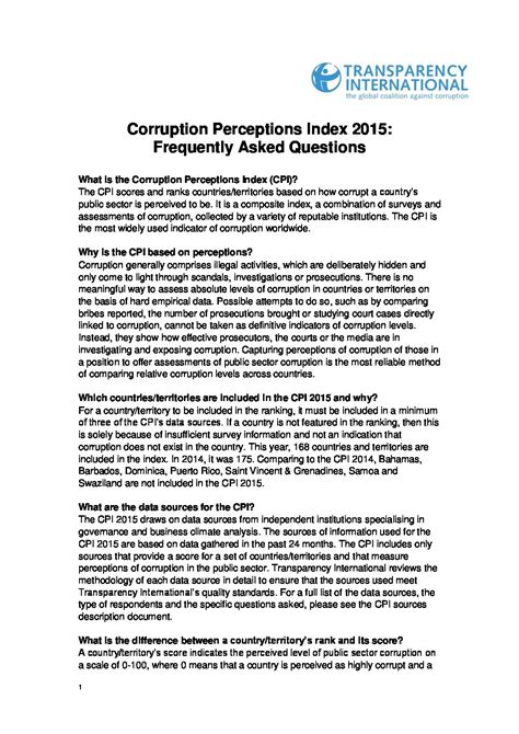 Corruption Perceptions Index Archives National Integrity Action