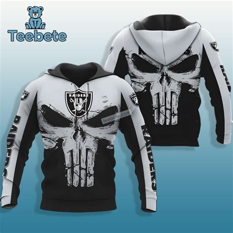 Las Vegas Raiders Punisher Skull Grey Black 3d Zip Up Hoodies 2024