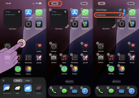 customizing home screen on ios 18 dark icons widgets