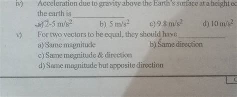 Acceleration Due To Gravity Above The Earths Surface At A Height Ed The