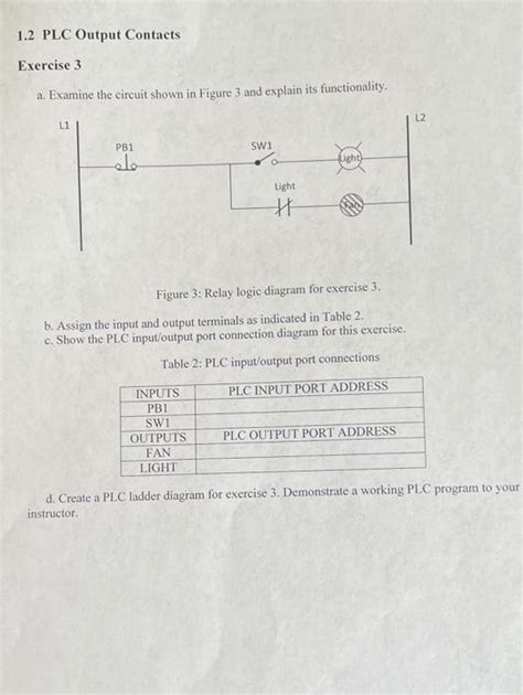 solved 1 2 plc output contacts exercise 3 a examine the